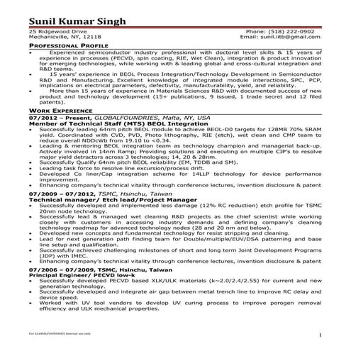 Sunil singh resume | DOC