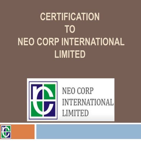 Sunil Trivedi Neo Corp Accreditations to the Organization | PPTX