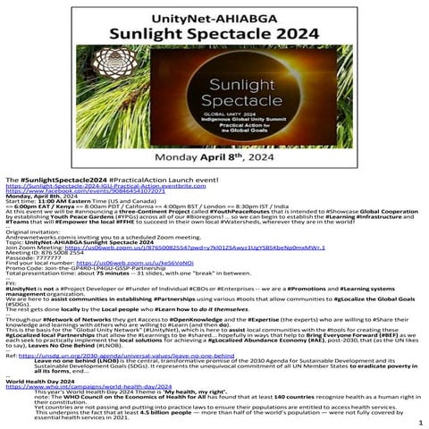 Sunlight Spectacle 2024 Practical Action Launch Event 2024-04-08 | PDF