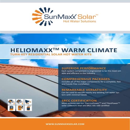 SunMaxx HelioMaxx Warm Climate Solar Hot Water Pre-Packaged Kits | PDF