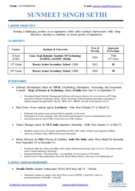 Sunmeet Singh Sethi Cv Pdf