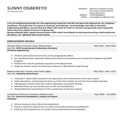 Sunny ogbereyo cv | PDF