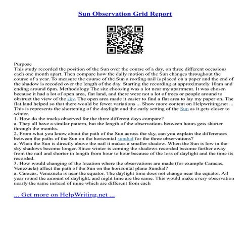 Sun Observation Grid Report | PDF