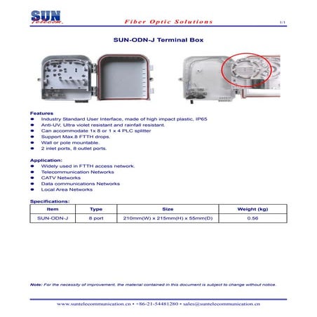 Sun Odn K Splitter Terminal Box | PDF