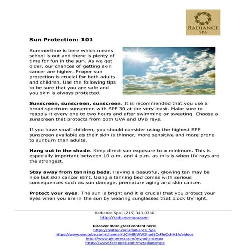 Sun Protection: 101 | PDF