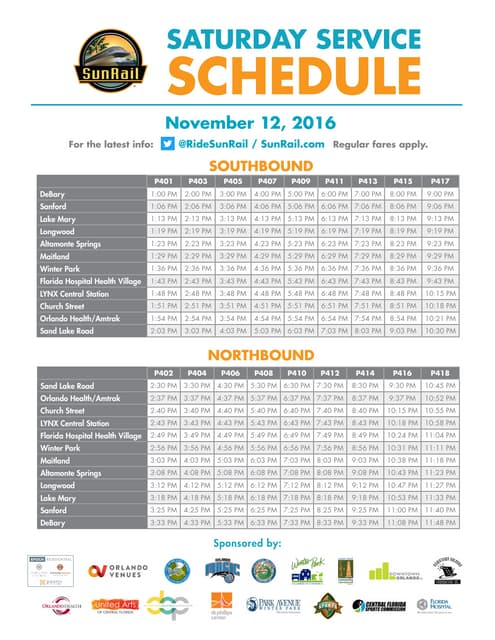 SunRail Schedule | PDF | Rail Travel | Travel Type