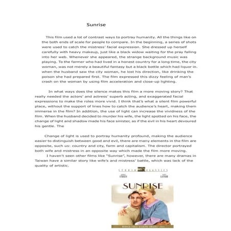 Sunrise: A Tale of Two Humans (1927) Micro elements analysis | PPTX