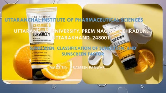 Sun Protection (Classification of Sunscreen and SPF) | PPTX