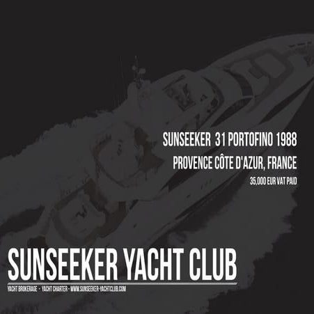 SUNSEEKER 31 PORTOFINO, 1988, 35.000 € For Sale Brochure. Presented By ...