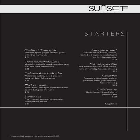 Sunset Menu Aug 2011 | PDF