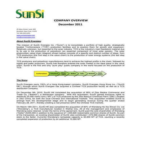 Sunsi Executive Summary 12.12.2011