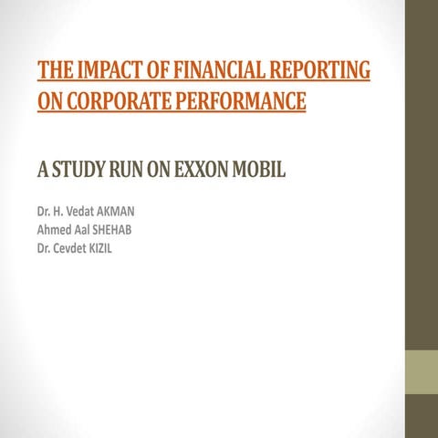 THE IMPACT OF FINANCIAL REPORTING ON CORPORATE PERFORMANCE : A STUDY ...
