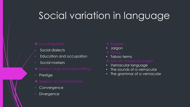 Social factors governing language variation | PPTX