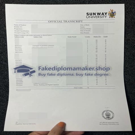 Buy fake Sunway University transcript.pdf