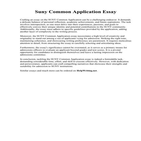 Suny Common Application Essay | PDF