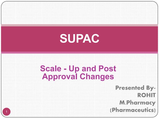 Supac - Guidance for Immediate Release Dosage Form | PPTX