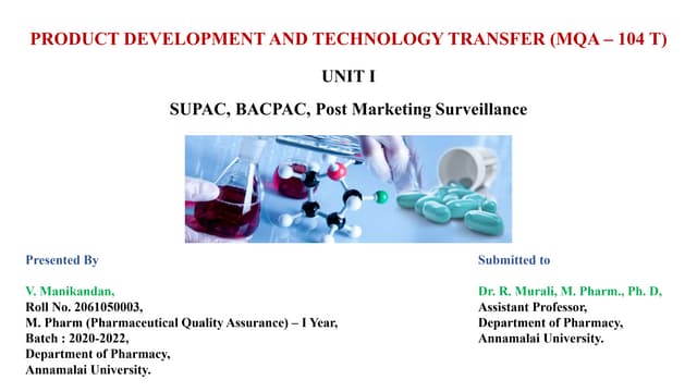 Supac - Guidance for Immediate Release Dosage Form | PPTX