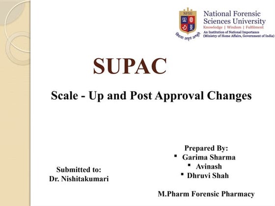 Supac - Guidance for Immediate Release Dosage Form | PPTX