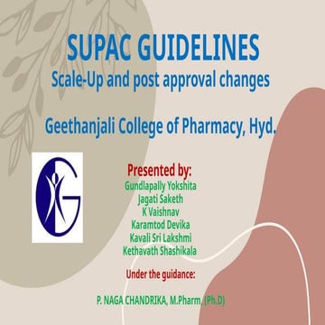 Supac - Guidance for Immediate Release Dosage Form | PPTX