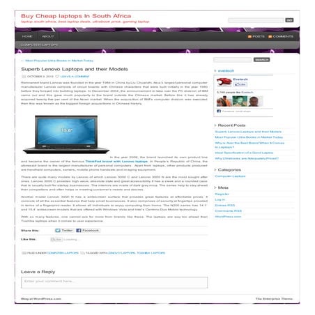Superb Lenovo Laptops and their Models | PDF