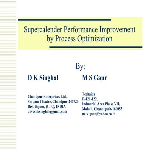 Supercalender Performance Improvement for coating machine | PPT