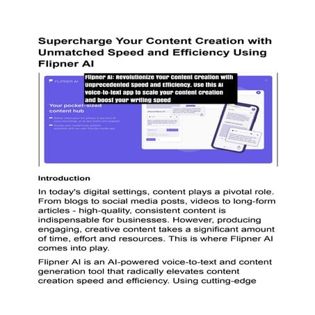 Supercharge Your Content Creation with Unmatched Speed and Efficiency Using Flipner AI.pdf