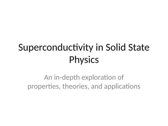 Superconductors And their Applications | PPT
