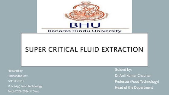 Supercritical fluid extraction | PPTX