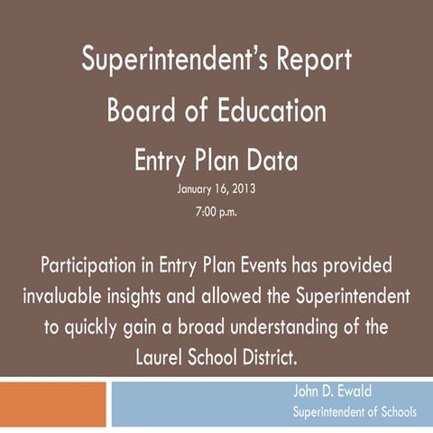 Superintendent's Entry Plan Report | PPTX