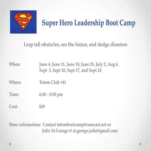Super Hero Leadership Boot Camp for Toastmasters | PPTX
