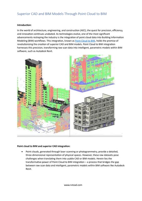 Point Cloud to BIM Modeling Scan to BIM Conversion Rvtcad.pdf | 3-D Graphics | Computer Software ...