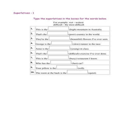 Superlatives. exercisess 1 | PDF