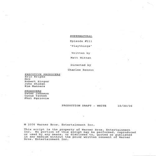 Supernatural 2.11 Playthings | PDF