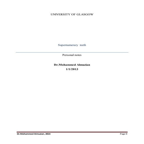 Supernumeraries teeth for orthodontists by Almuzian | DOCX