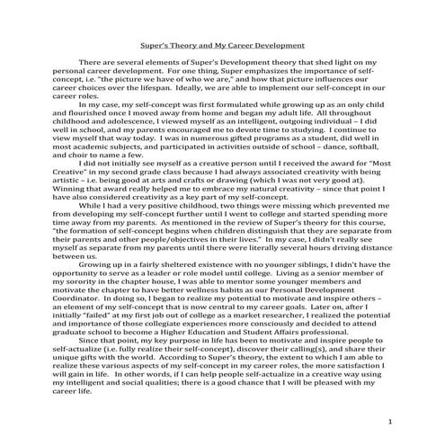 Super's Theory and My Career Development | PDF