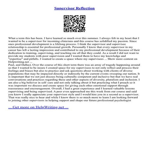 Supervisor Reflection | PDF