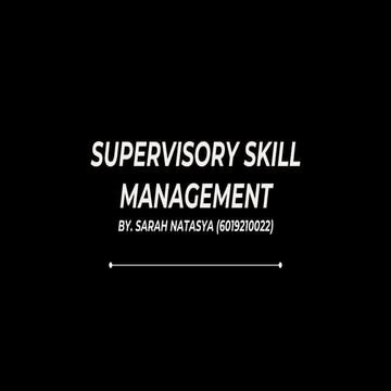 Supervisor skill management | PPTX