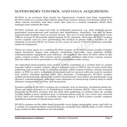 Supervisory Control And Data Acquisition System Pdf Technology And Computing