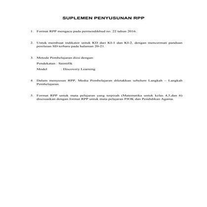 Suplemen penyusunan rpp | PDF