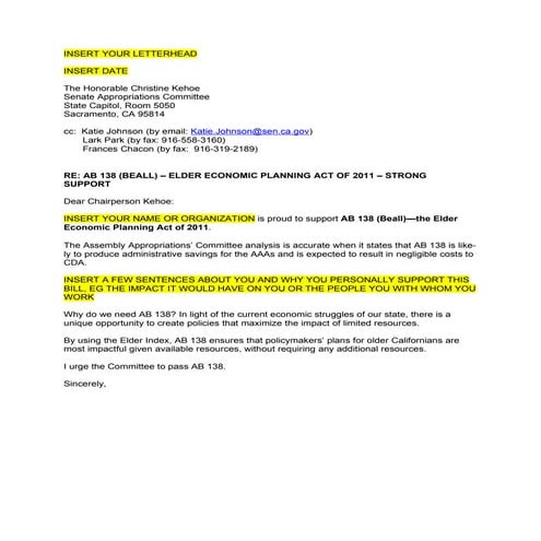 Suport letter template AB 138 | DOC