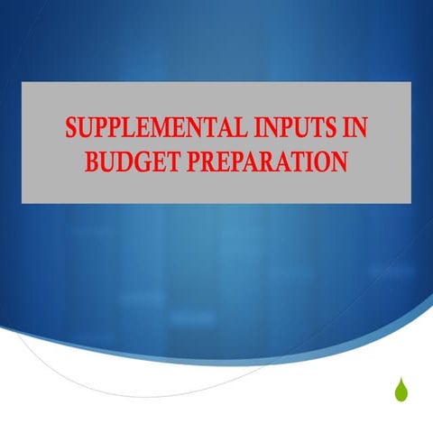 Supplemental inputs in budget preparation | PDF
