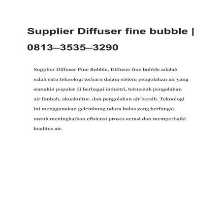 Supplier Diffuser fine bubble | 0813–3535–3290 | PDF