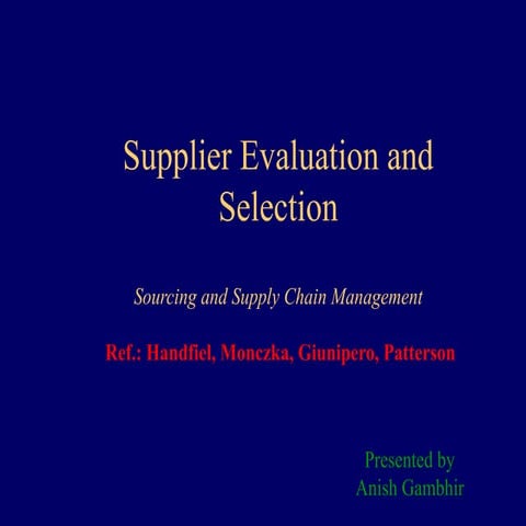 Supplier evaluation and selection | PPT