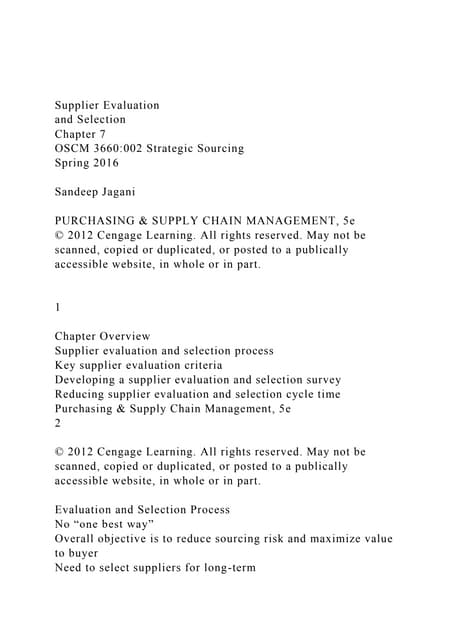 Supplier evaluation & selection | PPT