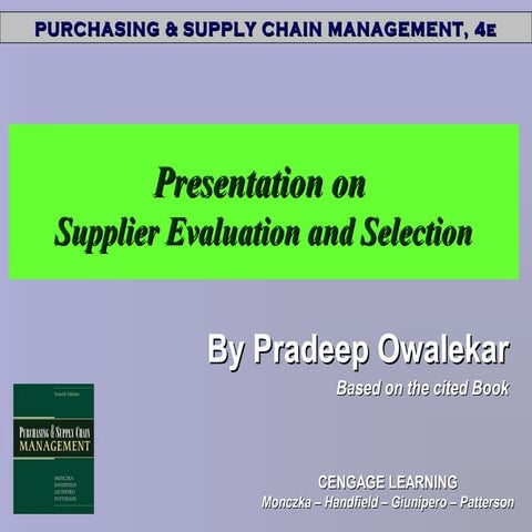 Supplier Evaluation And Selection Ppt
