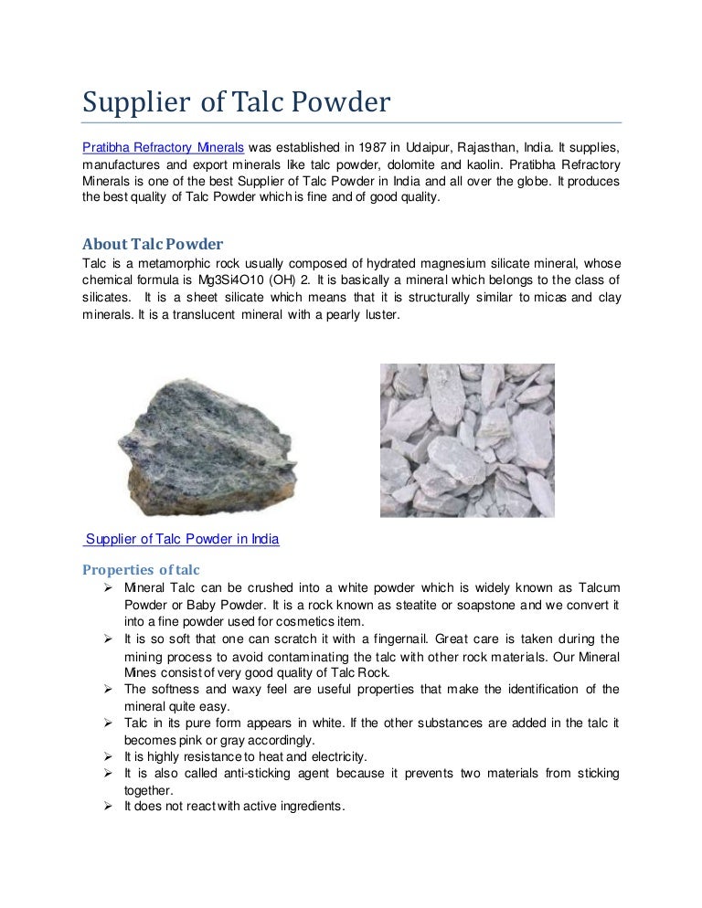 Supplier of talc powder