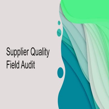 Supplier Quality Field Audit eAuditor Audits & Inspections | PDF