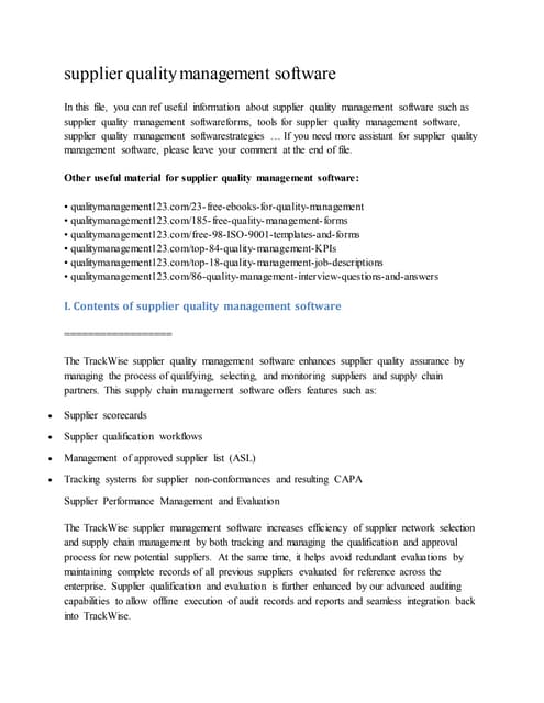 Electronic quality management system | PDF