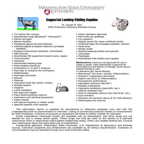 Lambing and kidding supplies | PDF