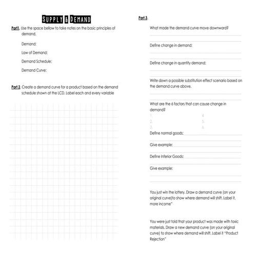 Supply and Demand Worksheet | PDF